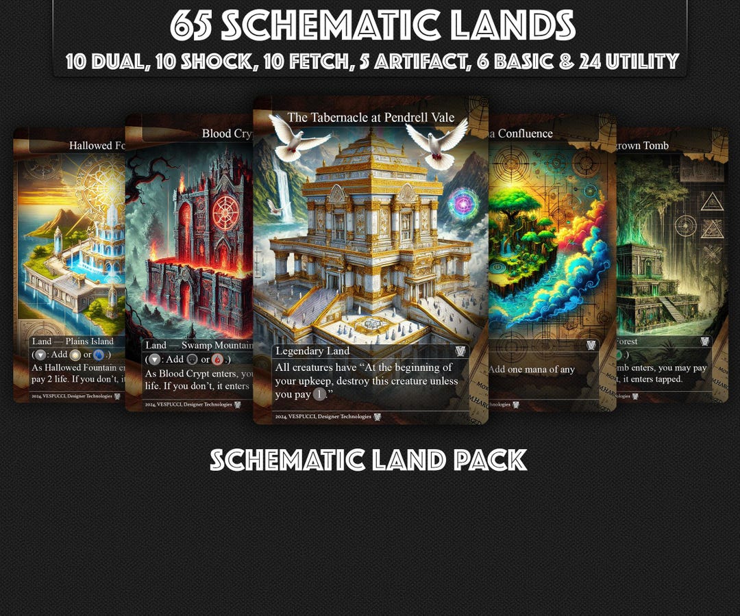 65 Schematic Land Pack Dual Lands, Fetch Lands, Shock Lands, Basic ...