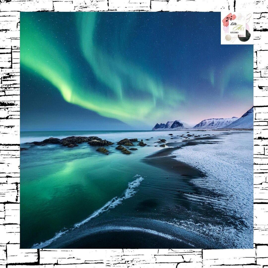 Paint by Number Kit Wintery Iceland Scene With Northern Lights, Adult ...
