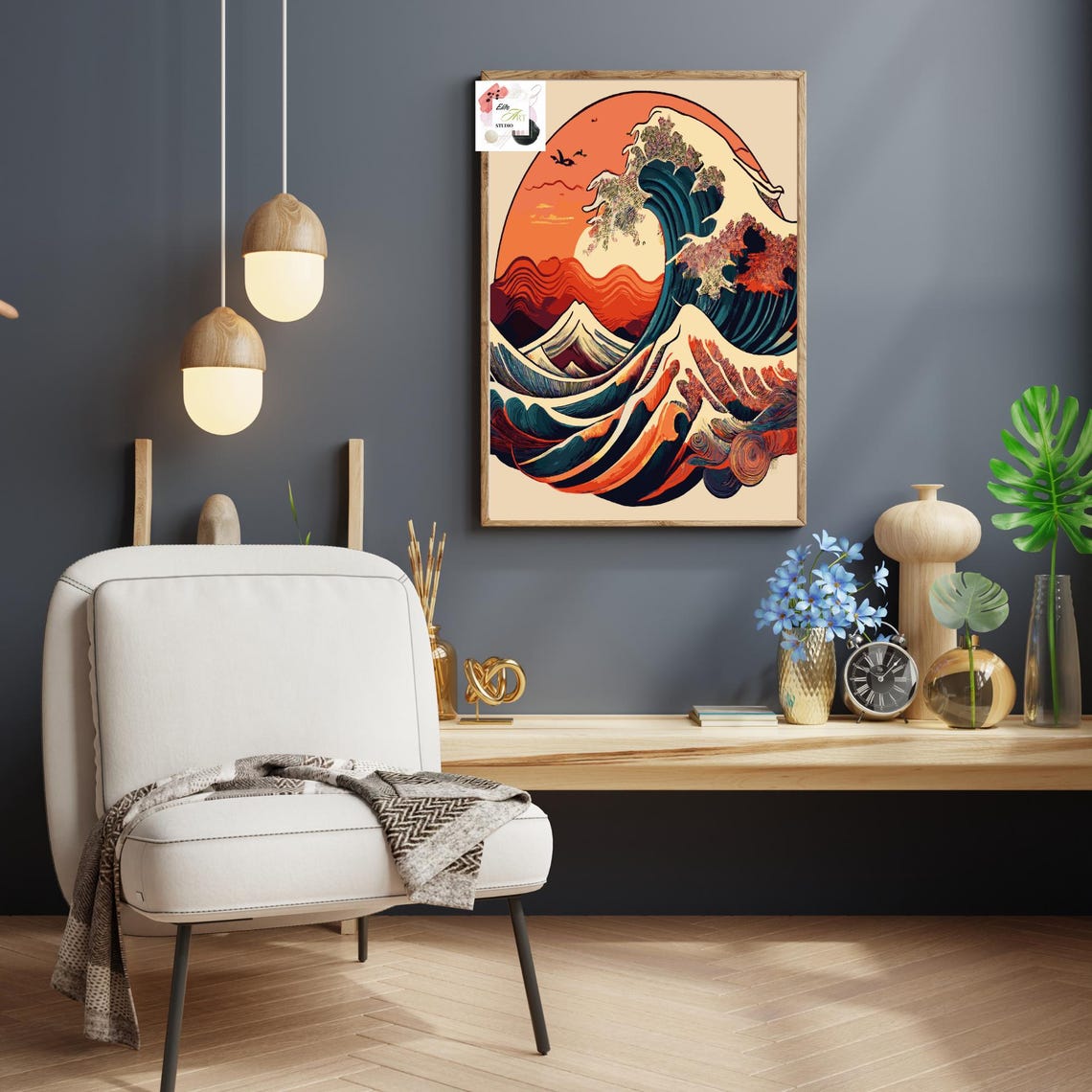 Japanese Paint by Number Kit Abstract Waves Inspired by Hokusai, Zen ...