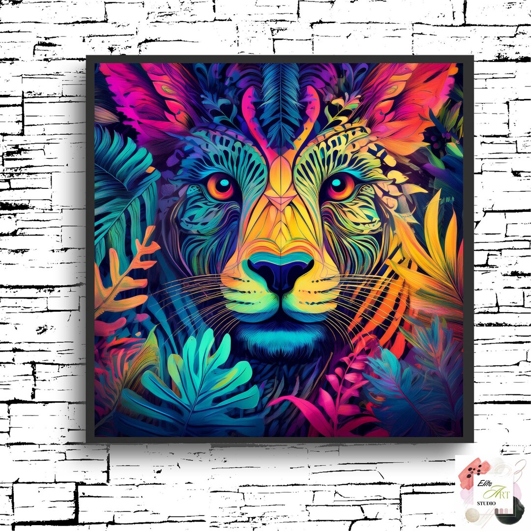 Paint by Number Lion Psychedelic Art Kit Fun and Creative DIY Wall ...