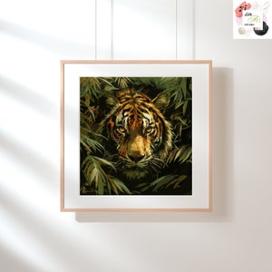 DIY Paint-by-number Tiger in Jungle Art Kit Majestic Wildlife Painting ...