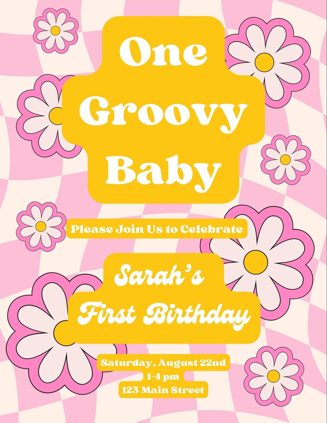 Editable: One Groovy Baby Invitation - Etsy