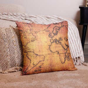 Vintage World Map Pillow - Etsy