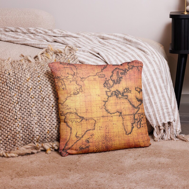 Vintage World Map Pillow - Etsy