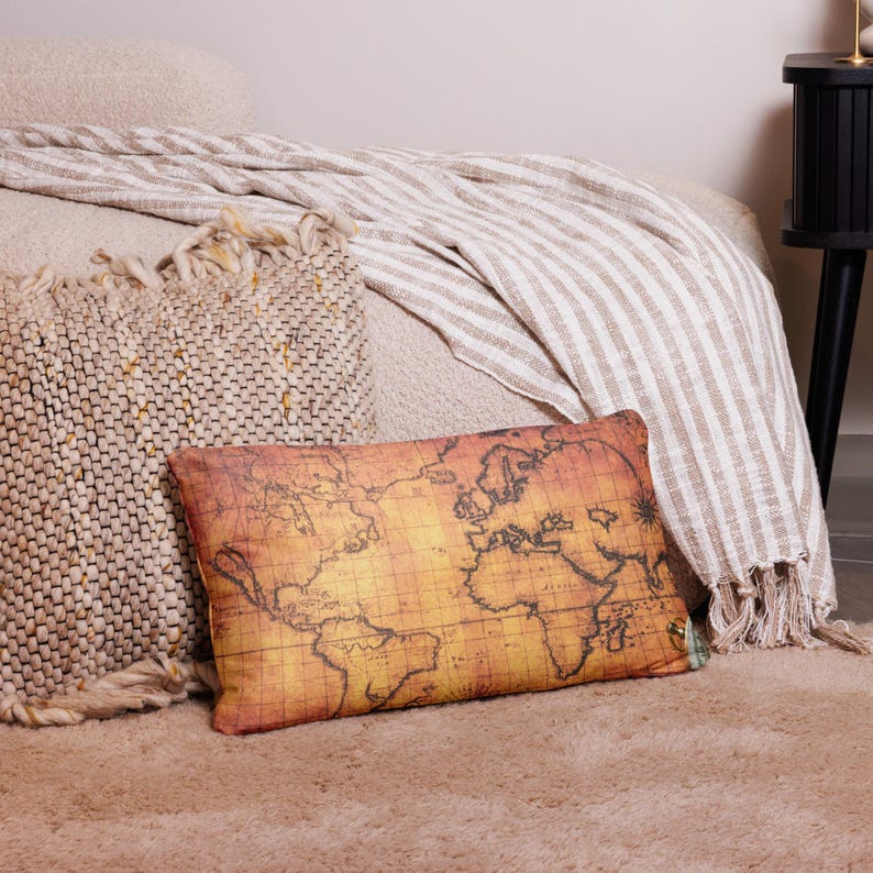 Vintage World Map Pillow - Etsy