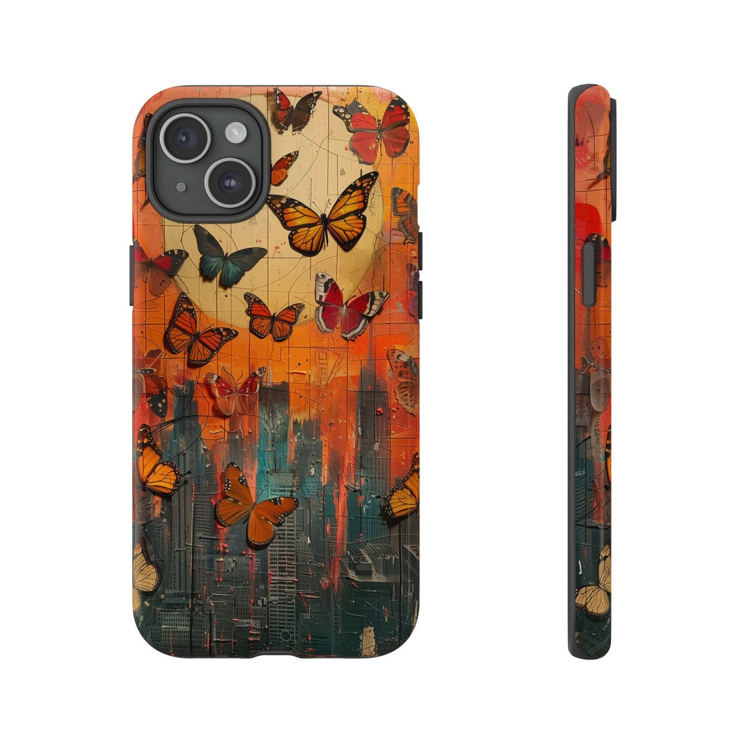 New York Butterfly Skyline Collage Phone Case, iPhone 15 14 13 12 11 ...