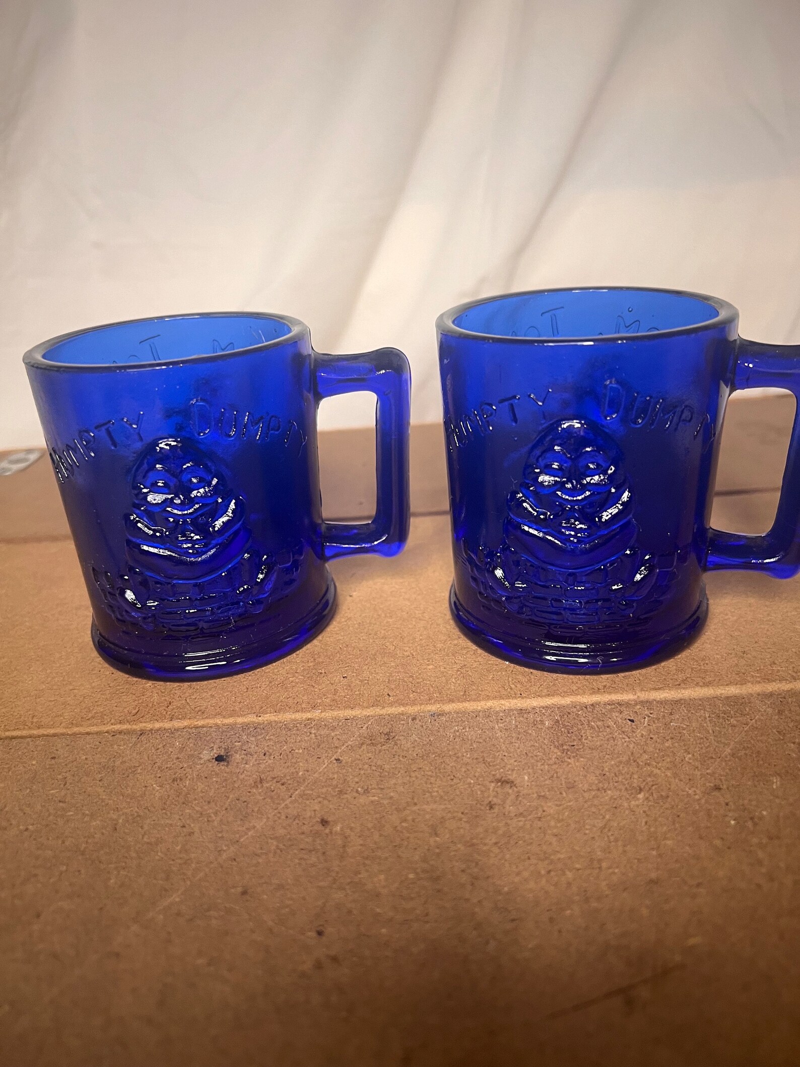 Humpty Dumpty/tom/cobalt Blue Glass Mug/ Nursery Rhymes/vintage Set of ...