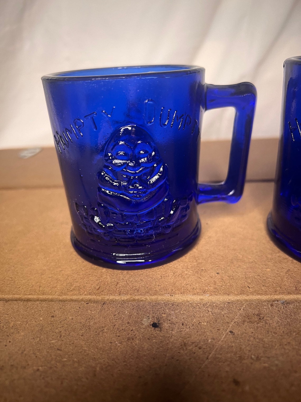 Humpty Dumpty/tom/cobalt Blue Glass Mug/ Nursery Rhymes/vintage Set of ...