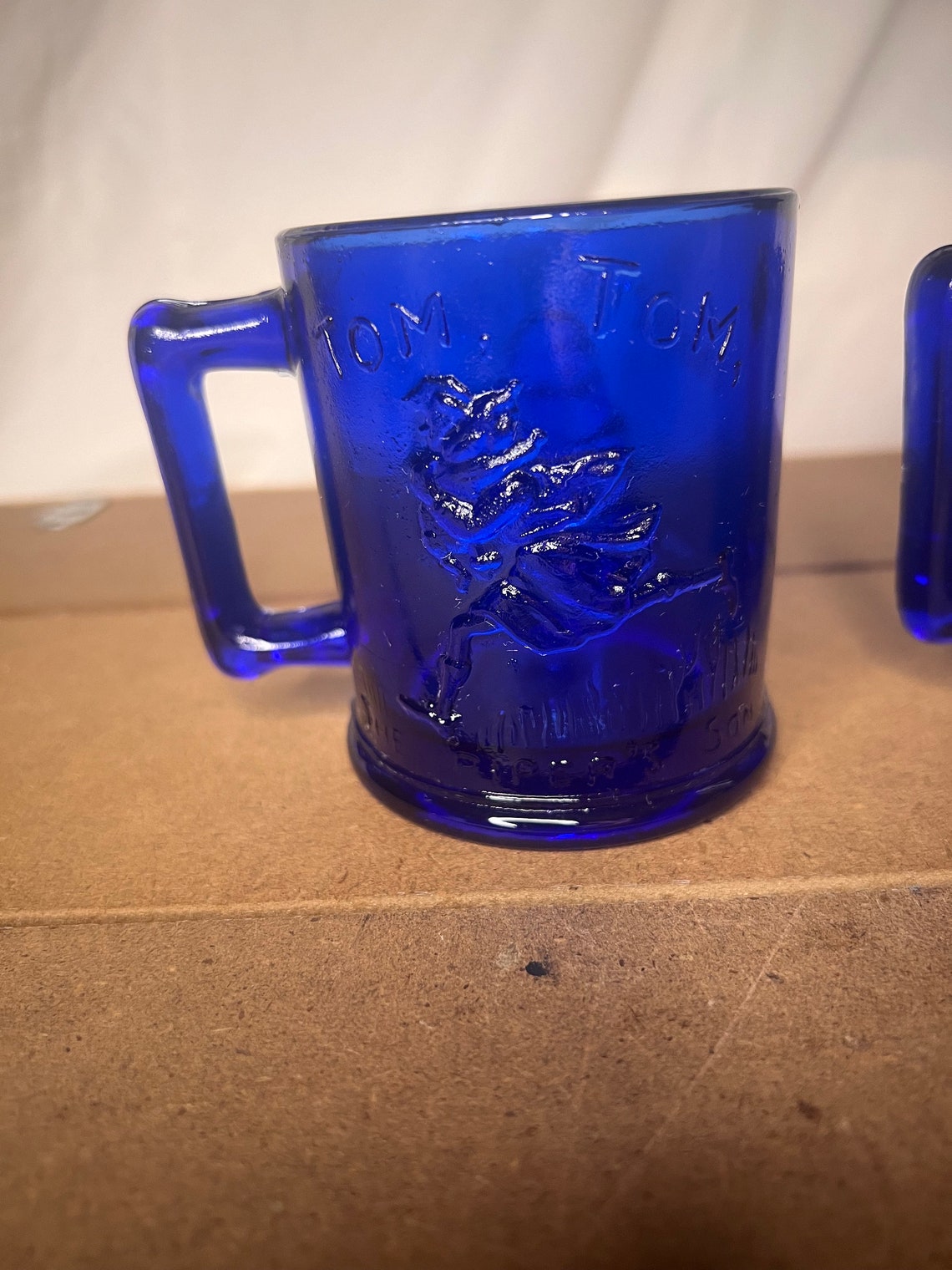 Humpty Dumpty/tom/cobalt Blue Glass Mug/ Nursery Rhymes/vintage Set of ...