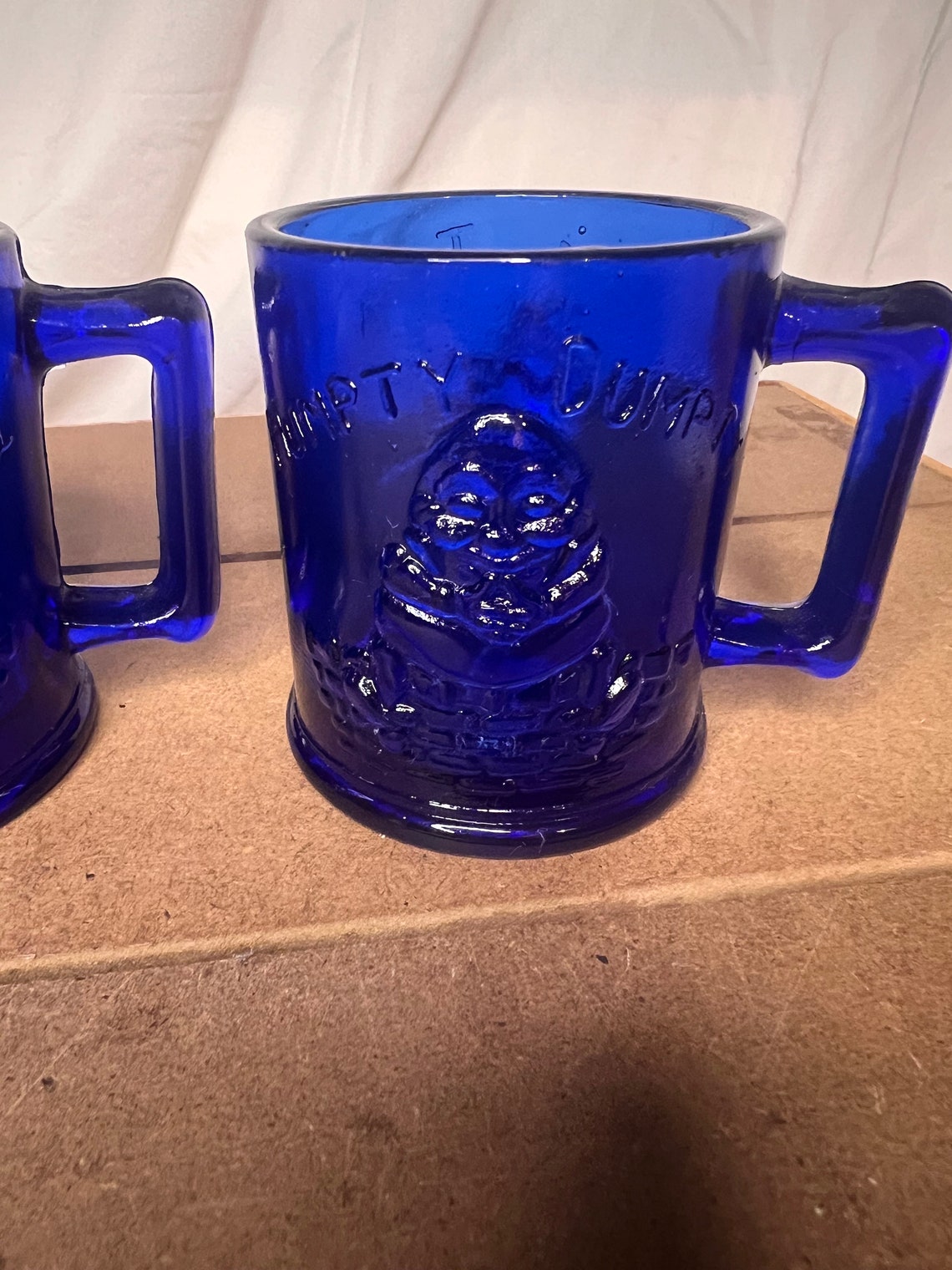 Humpty Dumpty/tom/cobalt Blue Glass Mug/ Nursery Rhymes/vintage Set of ...
