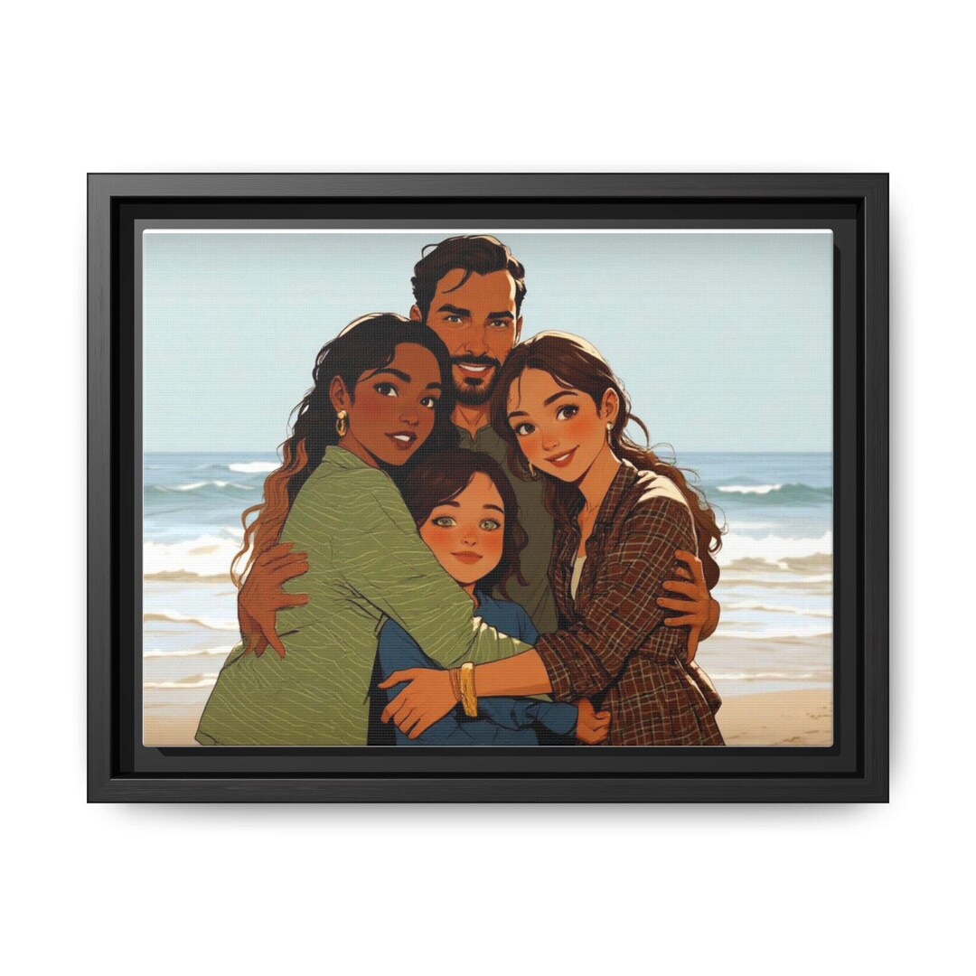 Custom Cartoon Family Portrait on Canvas Personalized Gift Multiple ...