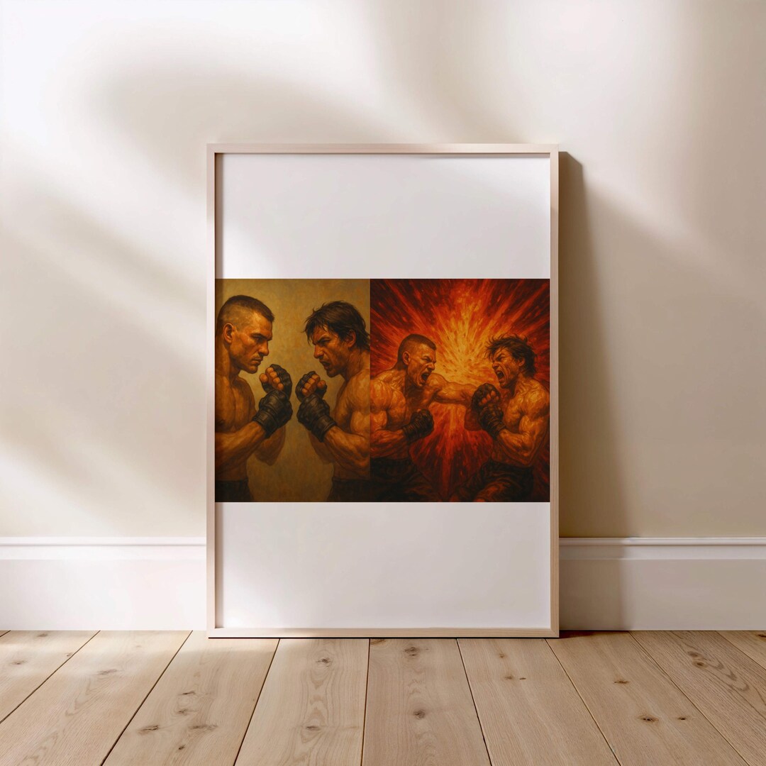 MMA Fighter Poster: Intense Combat Sports Oil Painting Style - Etsy ...