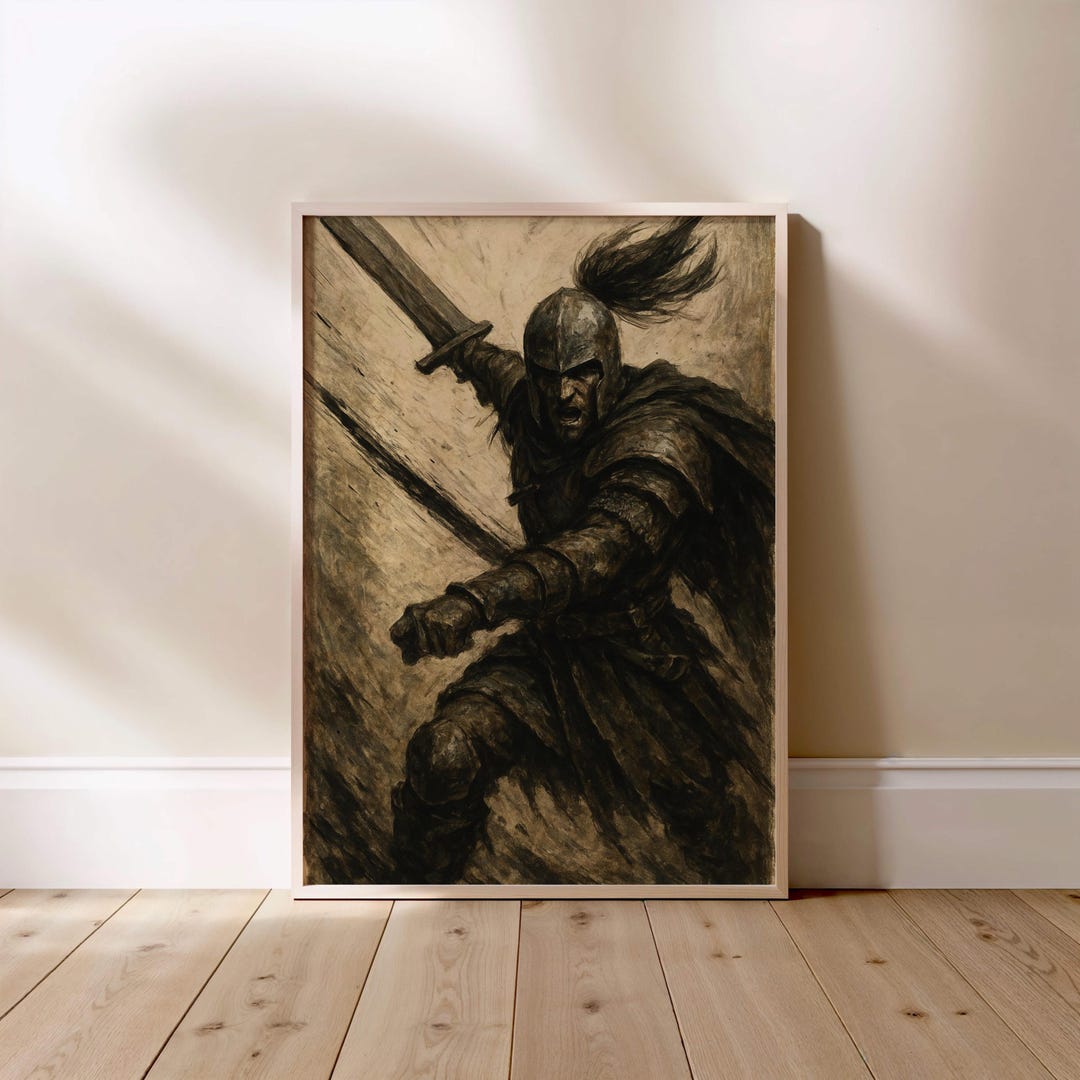 Medieval Knight Painting Poster: Dark Fantasy Armor Wall Art - Etsy