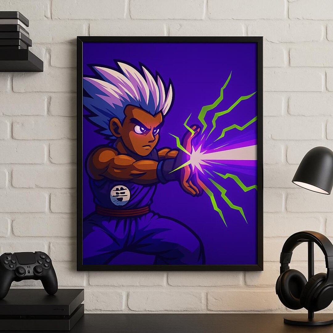 Custom Anime Power Beam Poster: Personalized Warrior Art in Museum ...