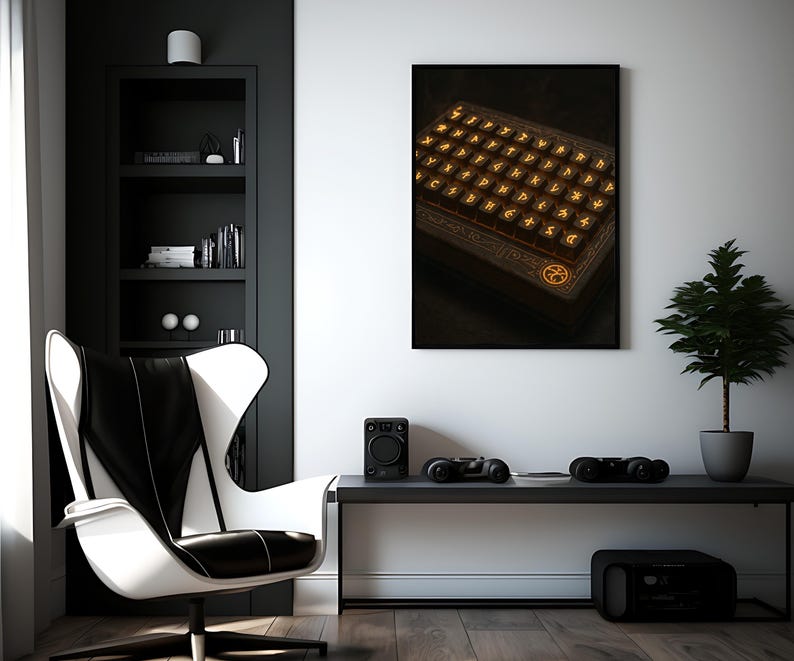 Runic Keyboard Poster: Fantasy Gamer Room Decor - Etsy