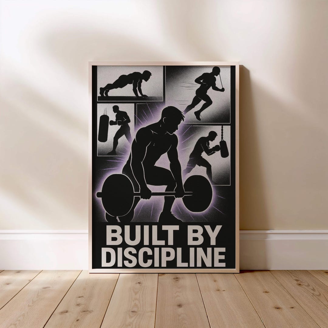 Gebaut von Discipline Gym Poster | Motivierende Fitness Wand Kunst ...