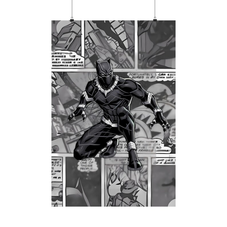 Black Panther Poster Marvel Wall Art Super Hero Print 24x36 Home Decor ...