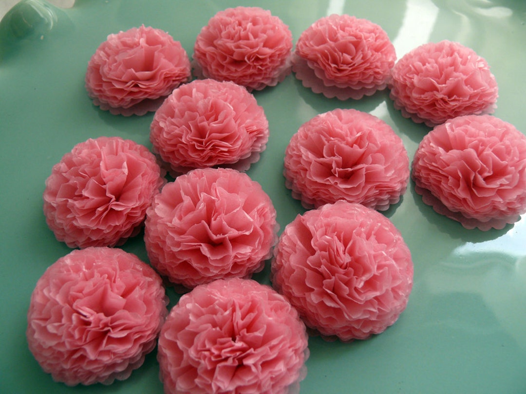 Tissue Paper Flowers Button Mums Pink Wedding Bridal Shower - Etsy
