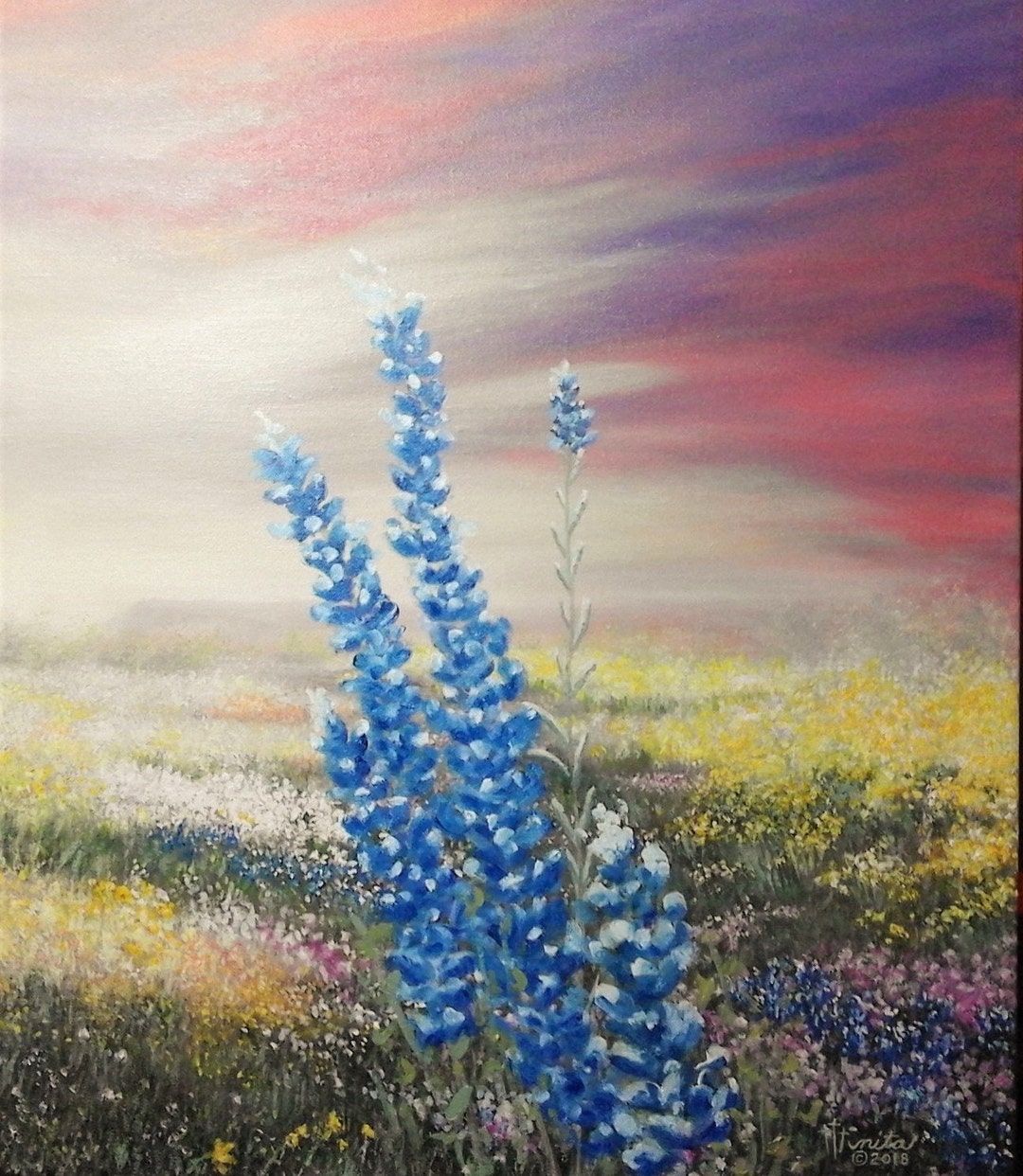 Portrait of Bluebonnets Note Card - Etsy