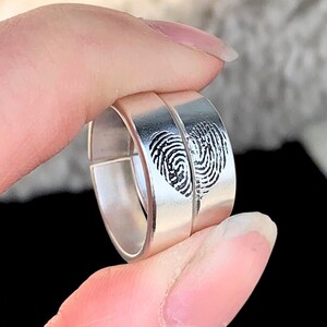 Custom Fingerprint Ring • Actual Fingerprint Band • Personalized Engraved Ring • Memorial Ring ...