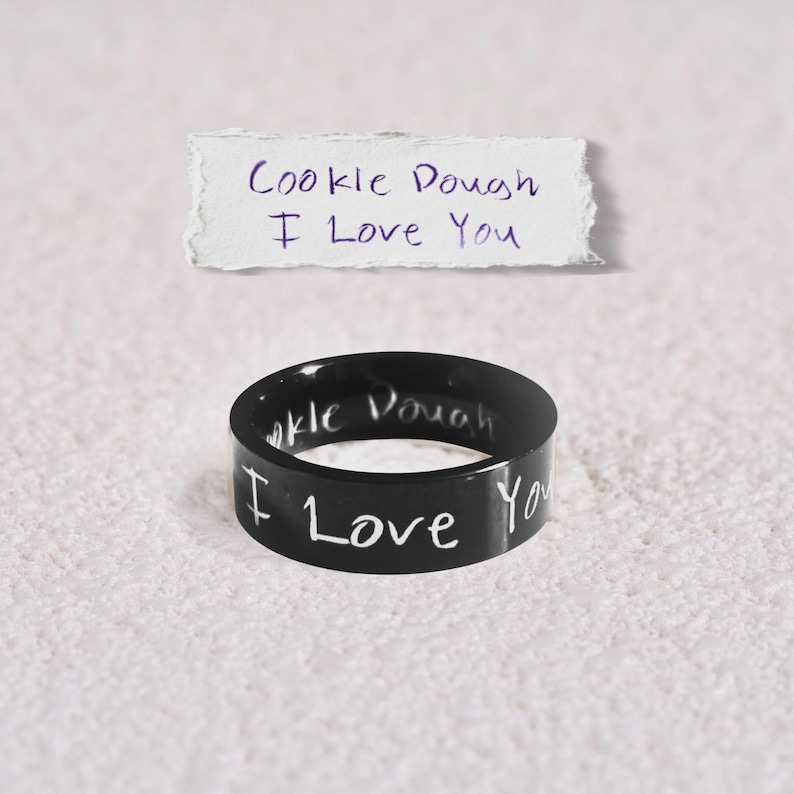 Custom Handwriting Ring, Personalized Engraved Name Jewelry, Dainty 18K ...
