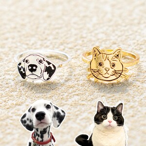 Custom Pet Portrait Ring: Sterling Silver Dog Memorial Jewelry - Etsy