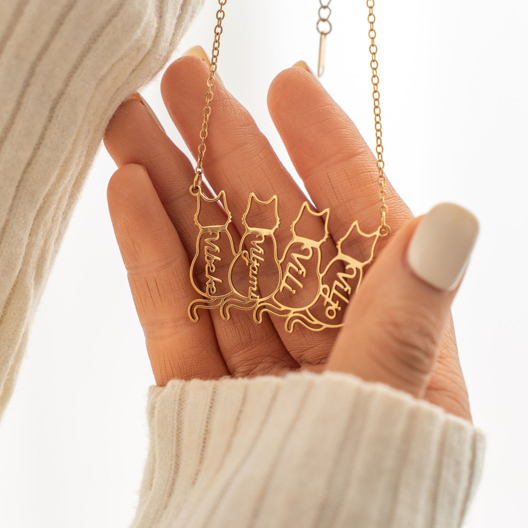 Custom Cat Name Necklace, Personalized Cat Memorial Necklace Gift ...