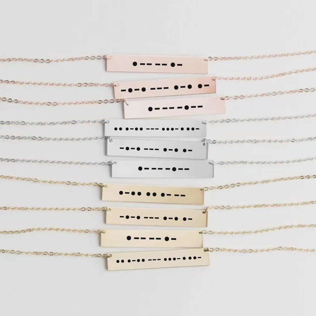 Custom Engraved Morse Code Necklace, Personalized Mom Necklace With ...