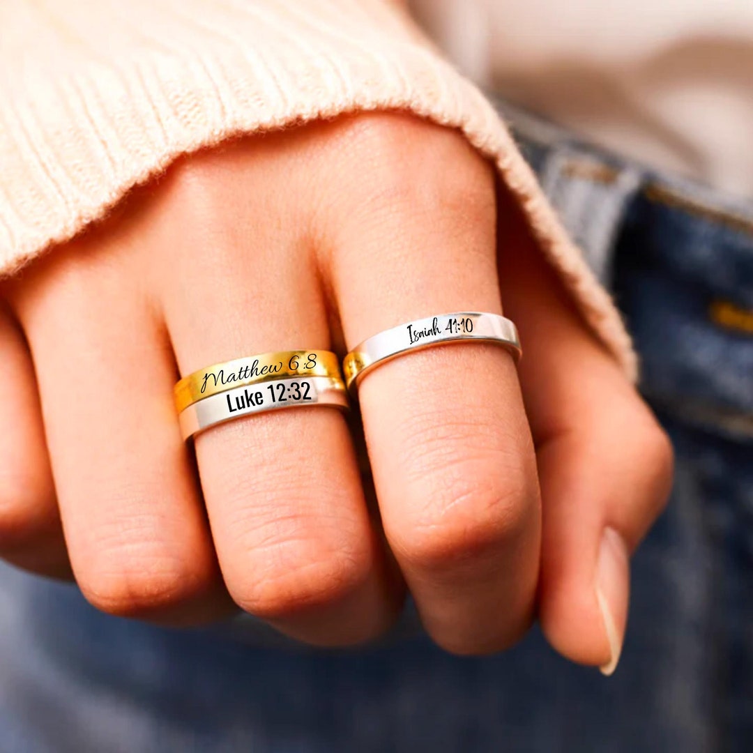 Custom Bible Verse Ring Christian Ring Engrave Ring Religious Jewelry ...