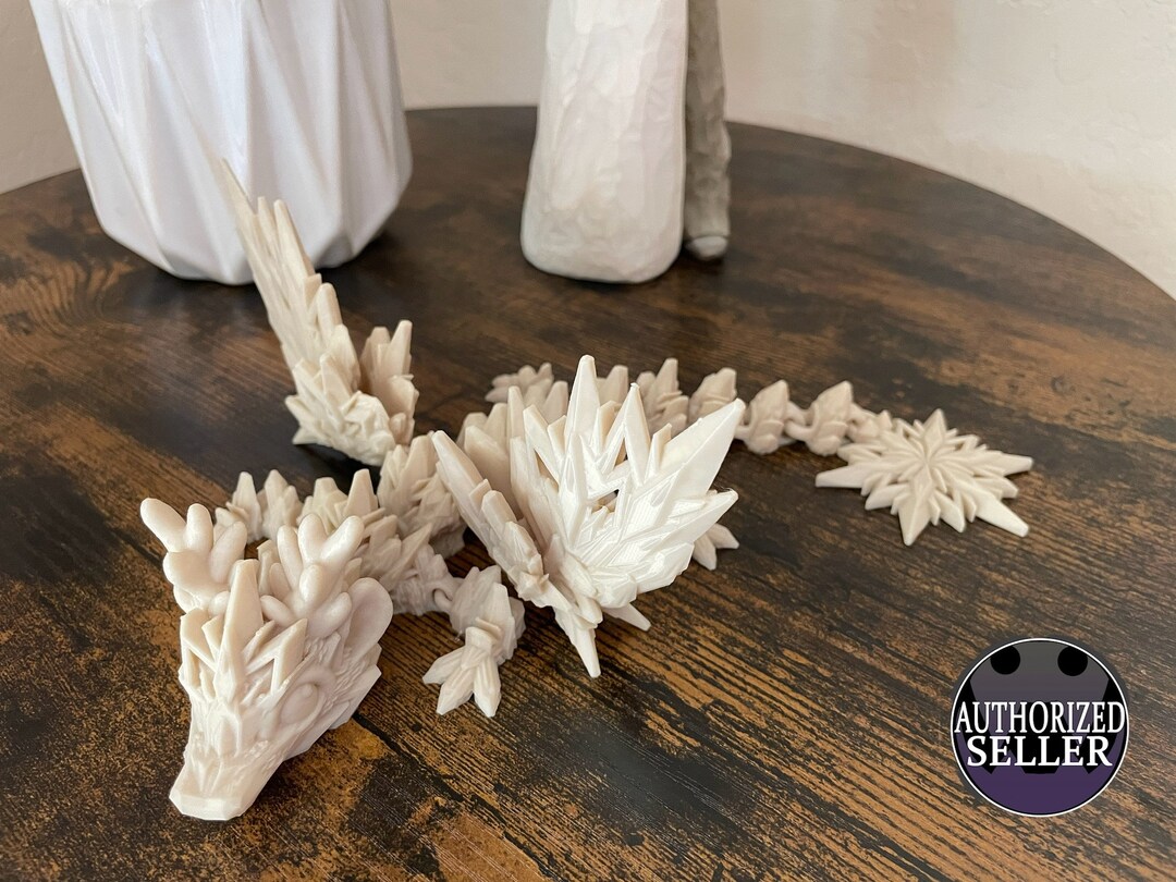 Winter Winged Dragon Desktop or Fidget Toy Articulated Snowflake Dragon ...