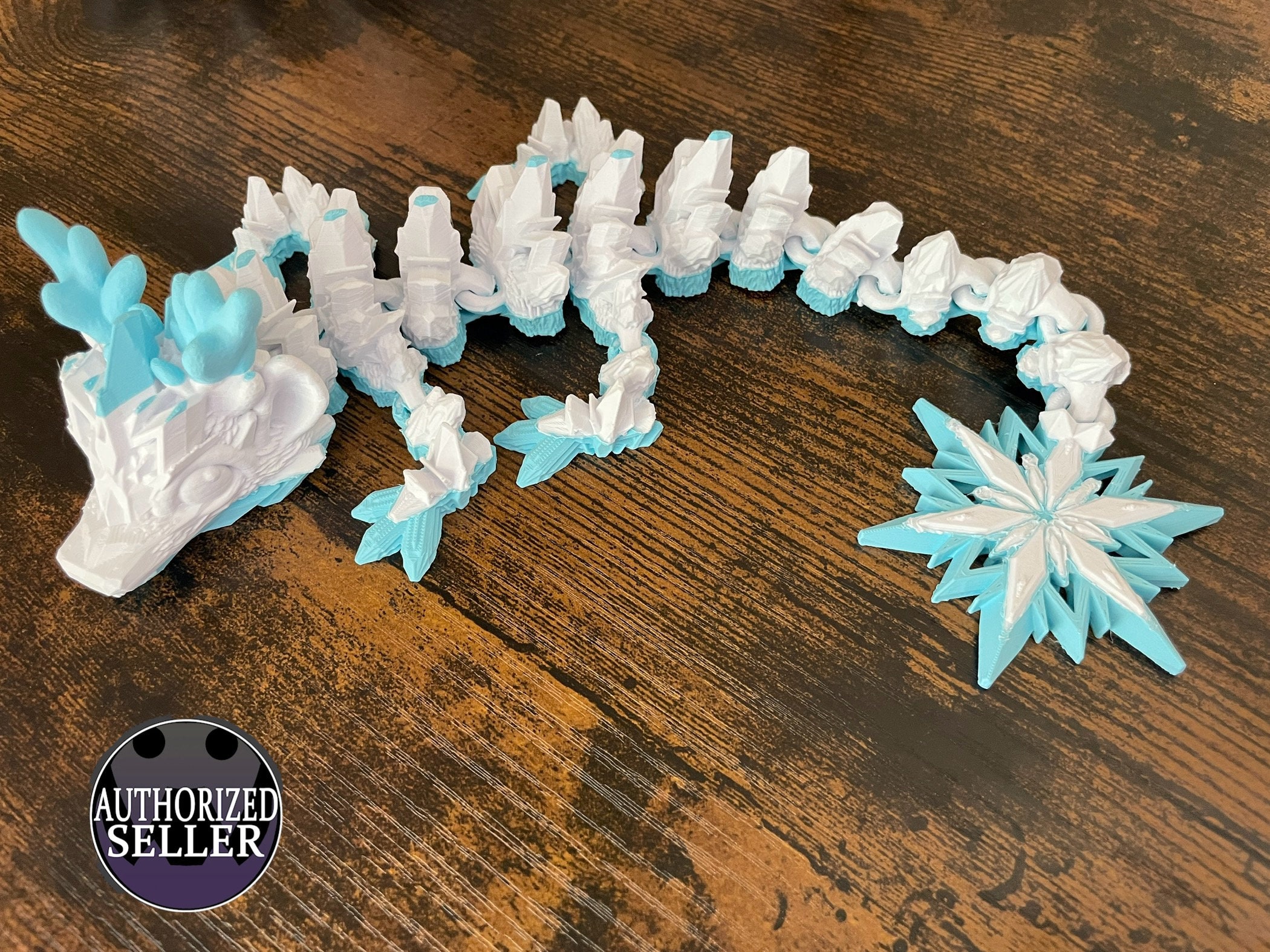 Winter Themed Dragon Desktop or Fidget Toy Articulated Snowflake Dragon ...