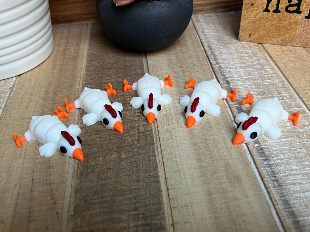 Miniature Flexi Chicken - 5 Pack - 2.25 Inches - Desktop or Fidget Toy ...