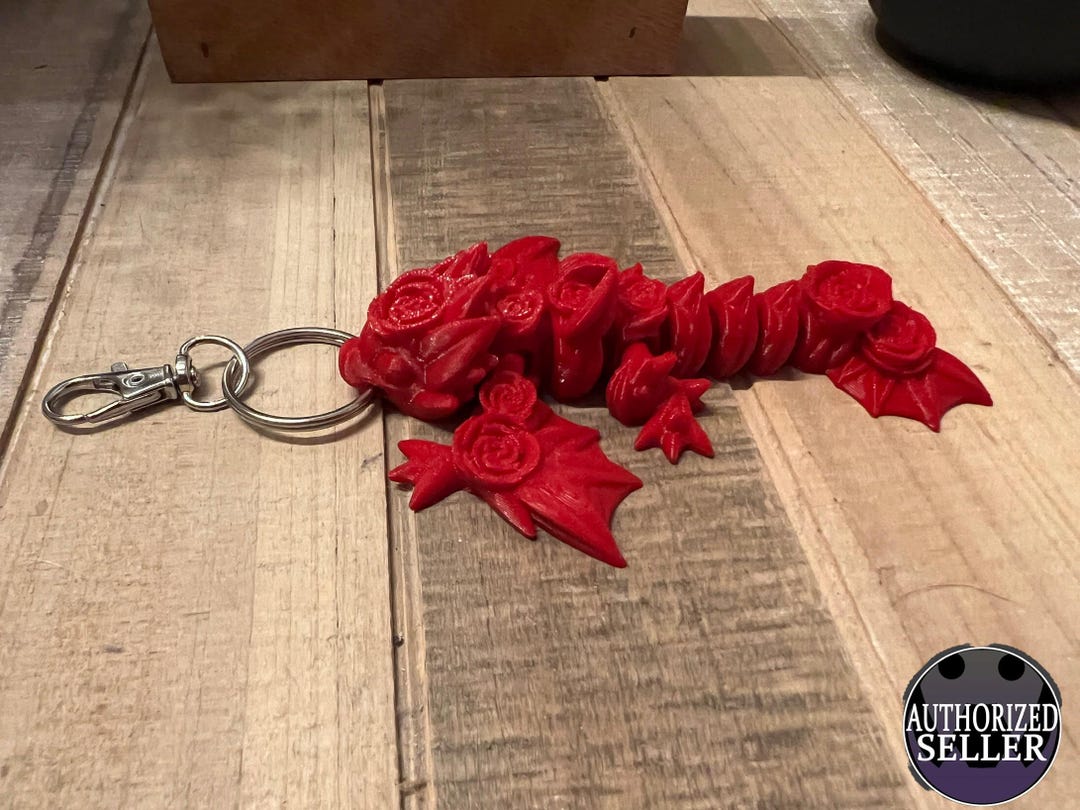 Tiny Rose Wyvern Keychain - 4 Inches - Desktop or Fidget Toy ...