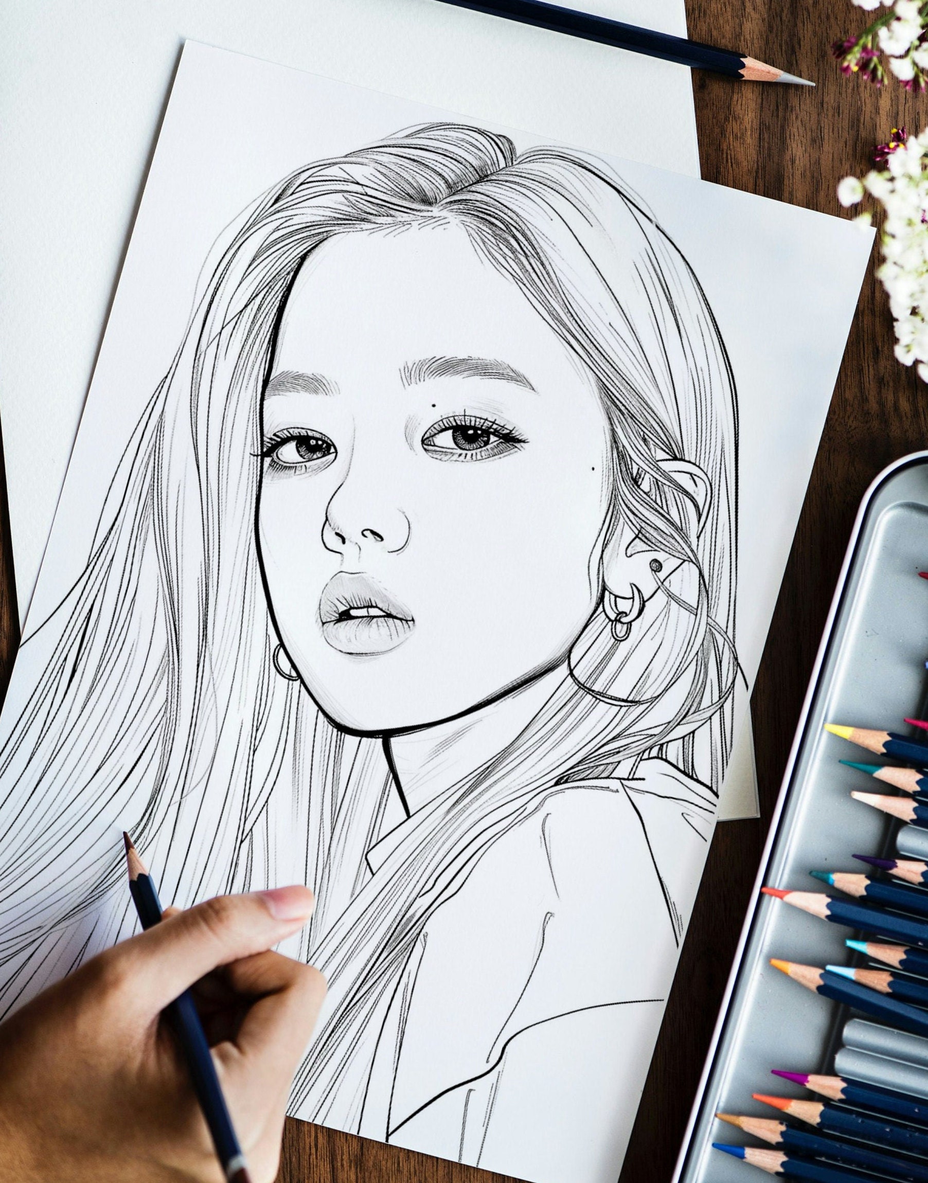 Black Pink JISOO Inspired Coloring Pages, Blinks, Gift Idea, Kpop ...