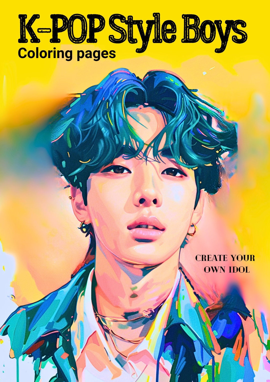 K-POP Style Boys Coloring Pages, Coloring Book, Kpop Idols, Digital ...