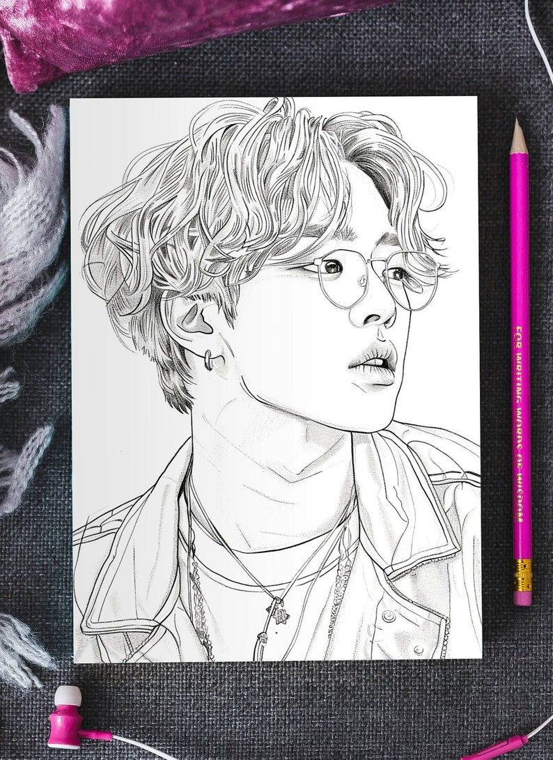 K-POP Style Boys Coloring Pages, Coloring Book, Kpop Idols, Digital ...