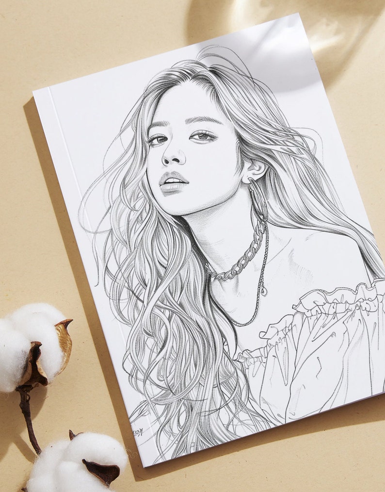 Black Pink JISOO Inspired Coloring Pages, Blinks, Gift Idea, Kpop ...