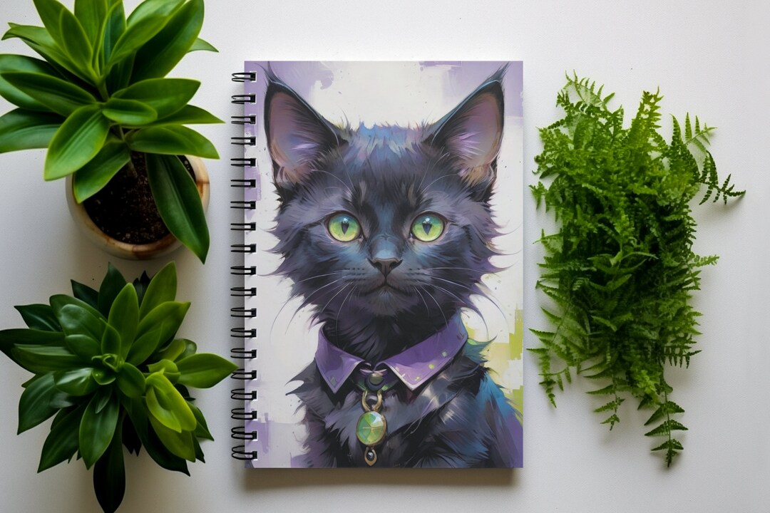 Mystical Kitty: Cute Black Kitten Spiral Notebook Ruled Line - Etsy