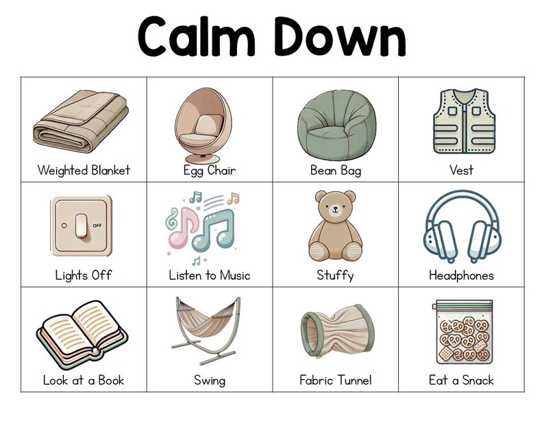 Calm Down Tool Kit Center Materials - Etsy
