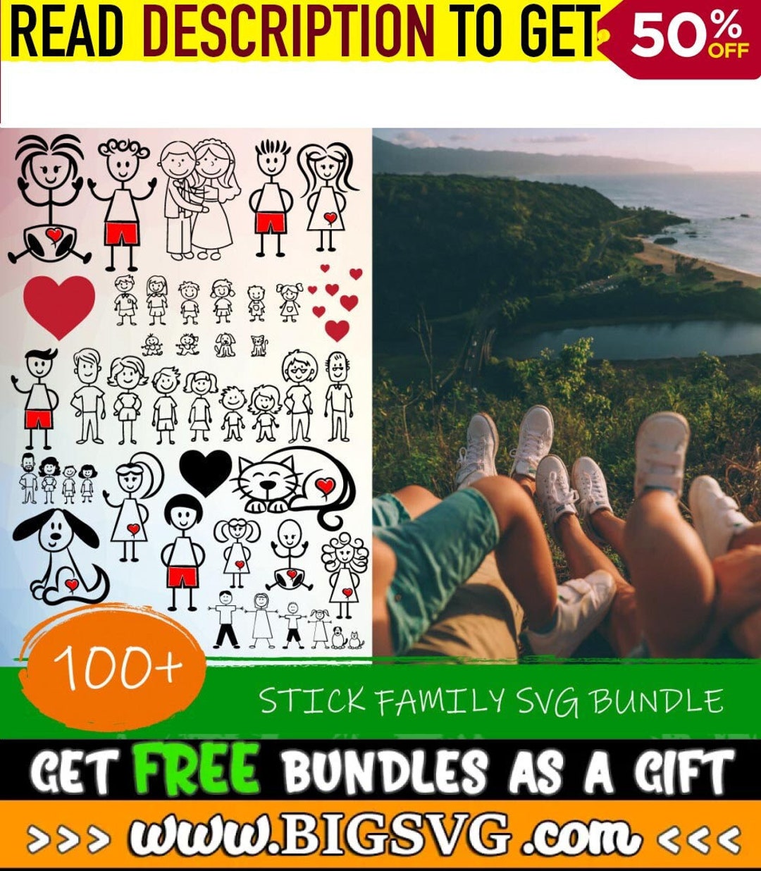 100 Stick Family Svg Bundle, Family Portrait Bundle Clipart, Family ...
