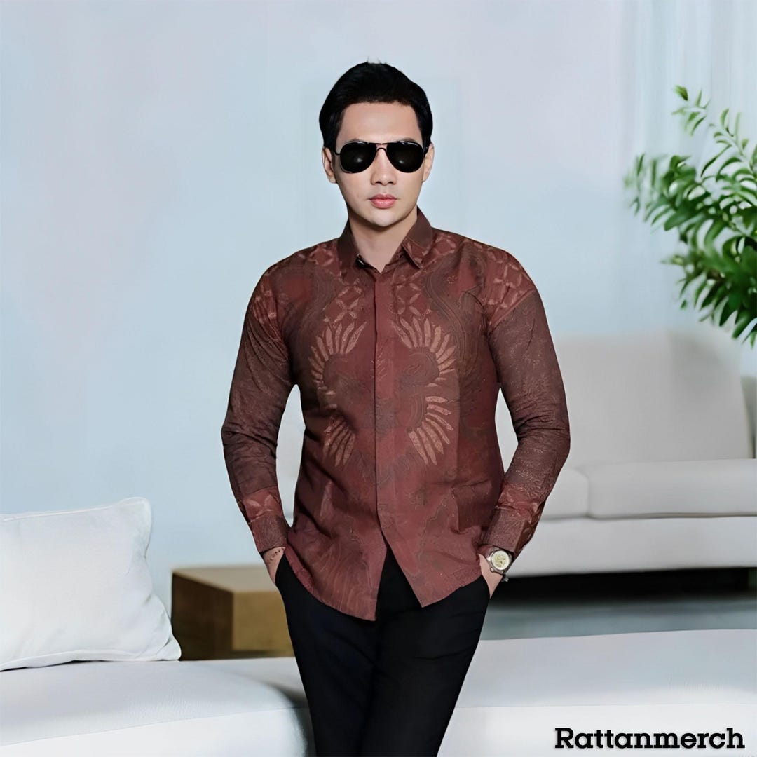 Peksi Kusumo Red Batik Shirt With Calm Motif Elegant and Comfortable ...