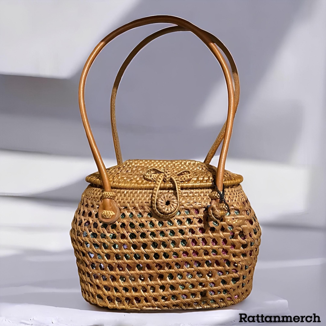 Balinese Rattan Bag for Women Ethnic Woven Ate Bag Quality Leather ...