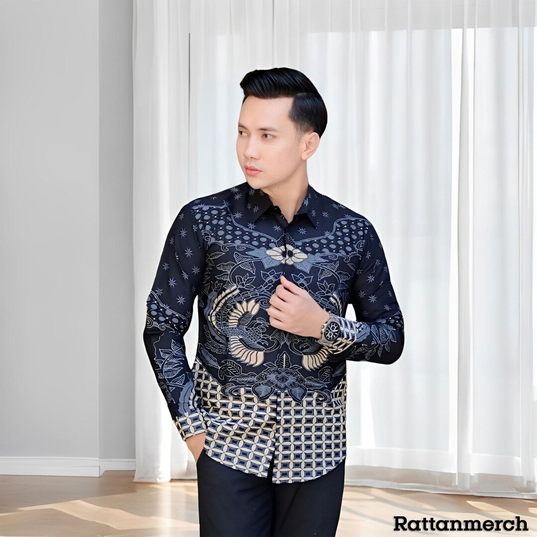 Batik Motif Peksi Nala Black Denim Unique and Stylish Denim Batik Shirt ...