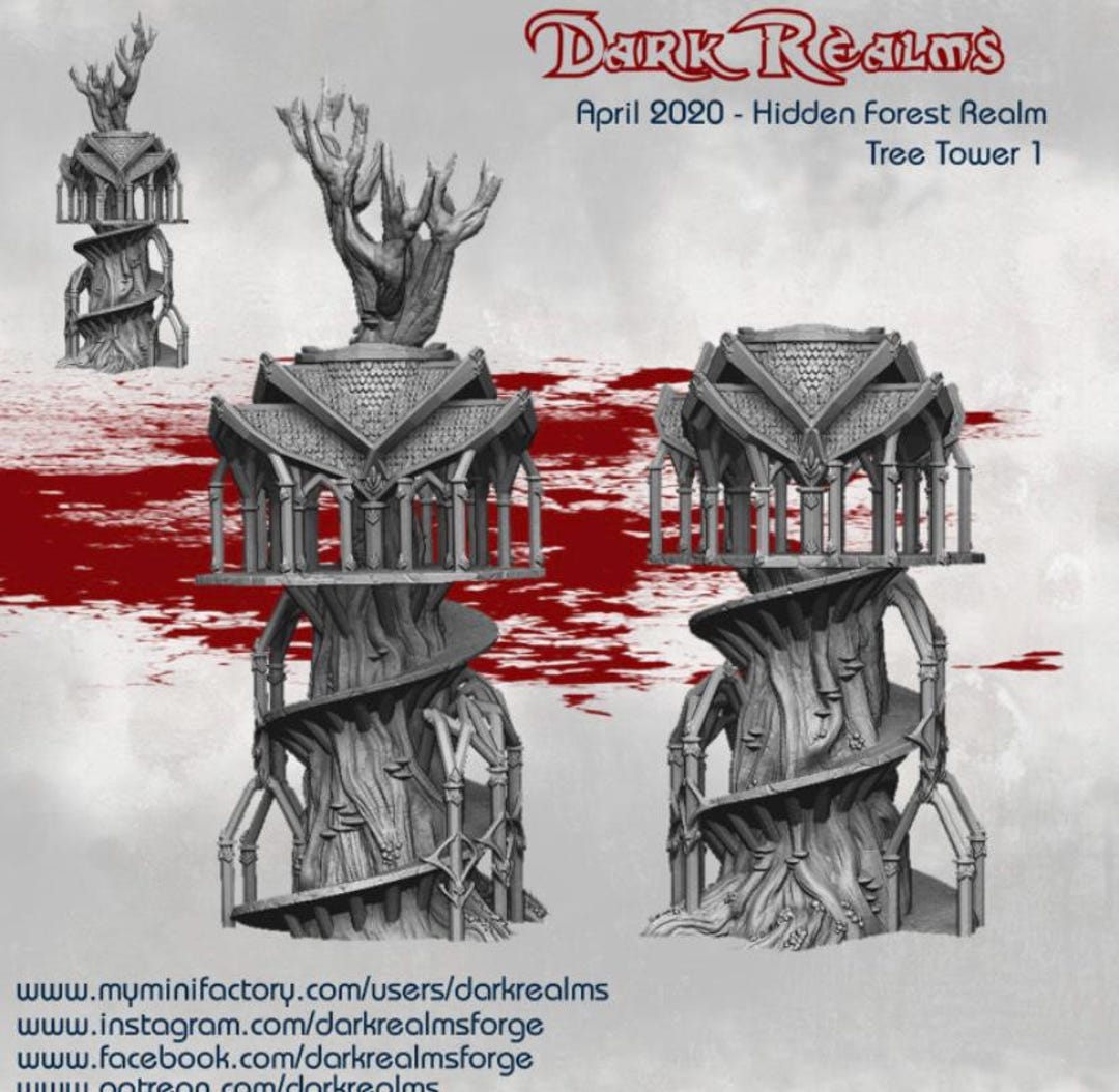 Tabletop 28 Mm Fantasy Treehouse Forest With Treetop Dark Realms Hidden ...
