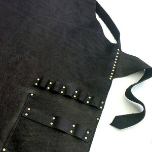 Stylist's Black Leather Apron With Tool Loops and Pockets, Brass ...