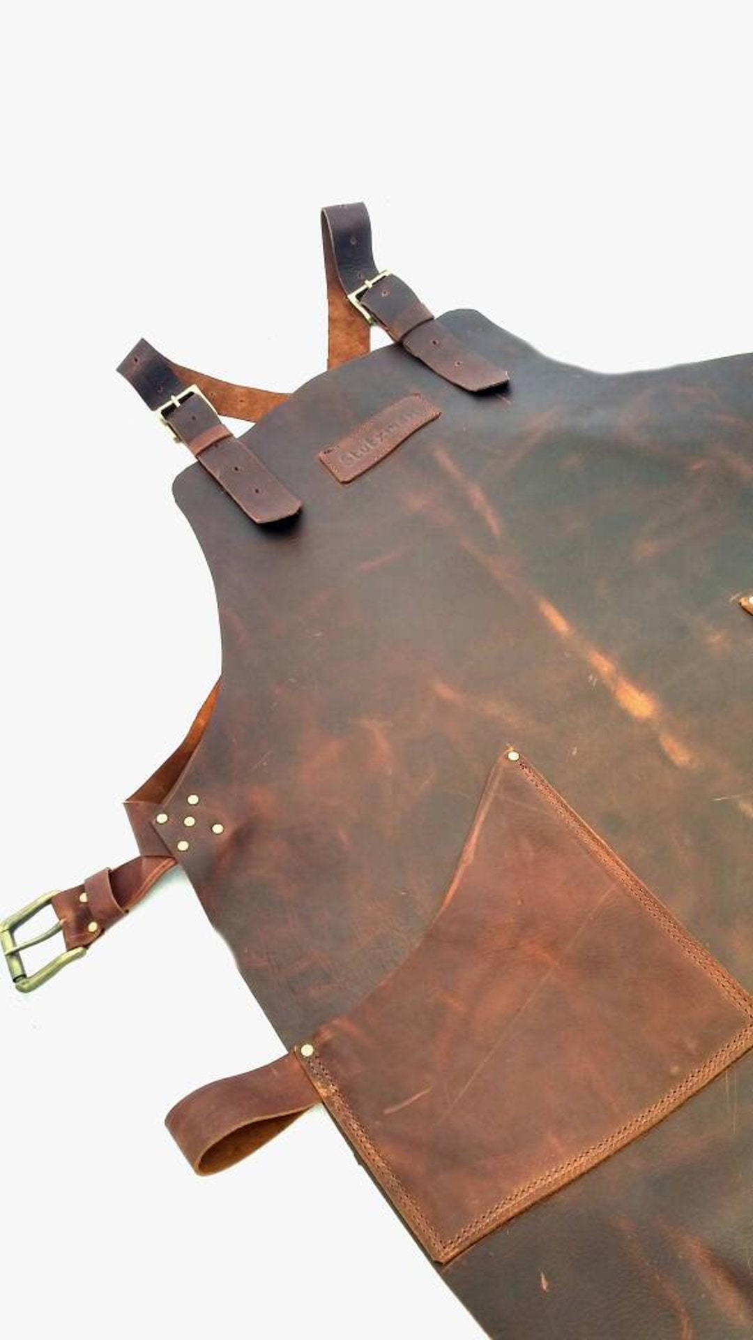 Leather Work Apron With Branded Name Tag. - Etsy
