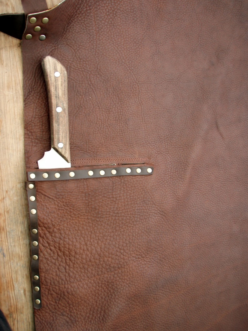 Leather Work Apron With Knife Sheath Pockets - Etsy