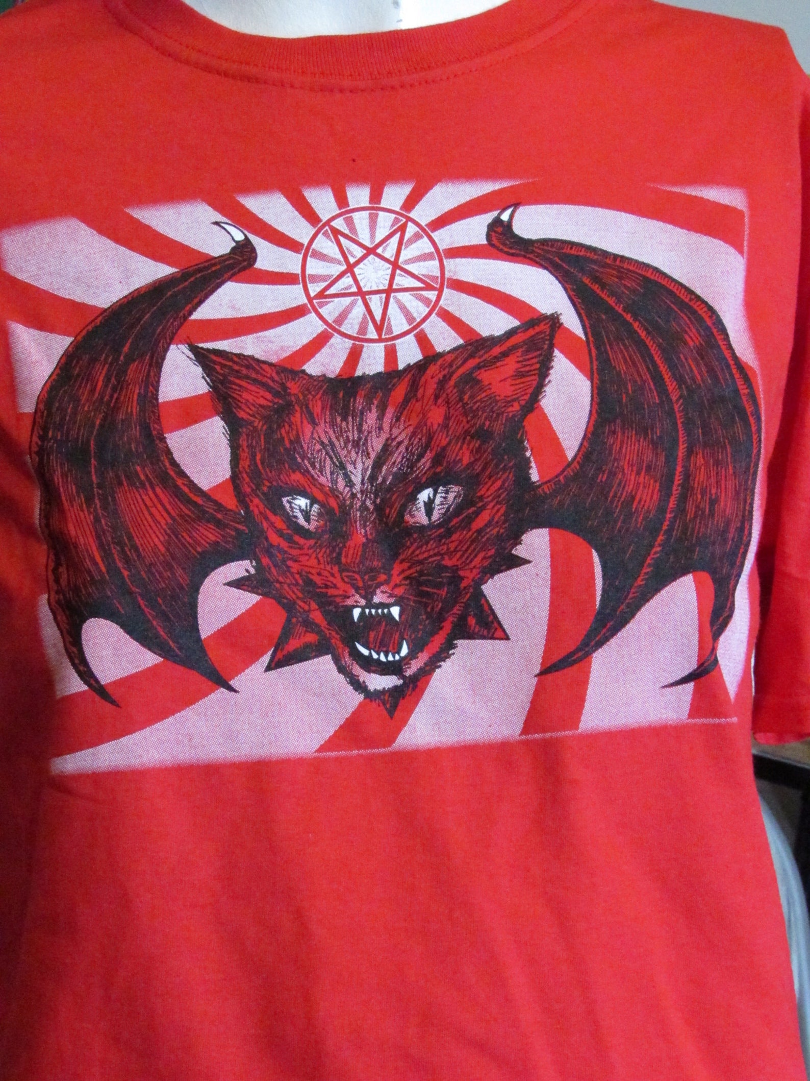 Demon Kitty Screen Printed Red T-shirt - Etsy
