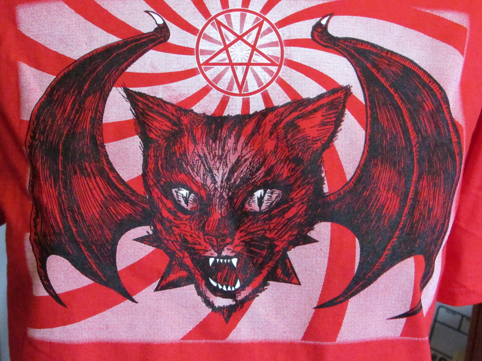 Demon Kitty Screen Printed Red T-shirt - Etsy