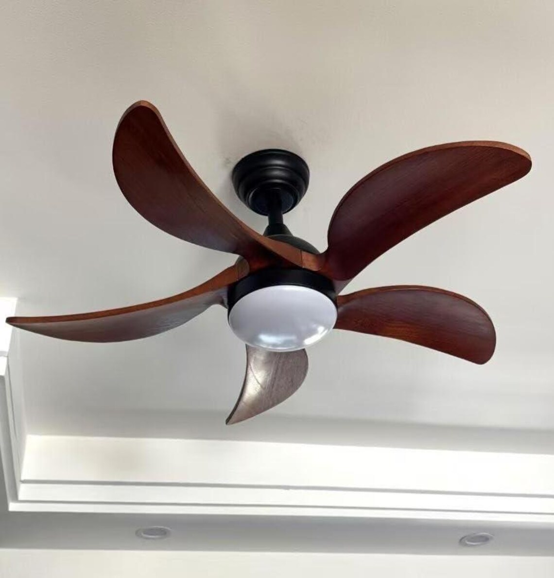 5 Blades Wood 36 Inch Wood Ceiling Fans With Lights Modern Quiet Small ...
